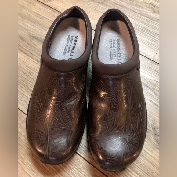 Merrell | Shoes | Merrell Womens Encore Moc Pro Slip Resistant Brown ...